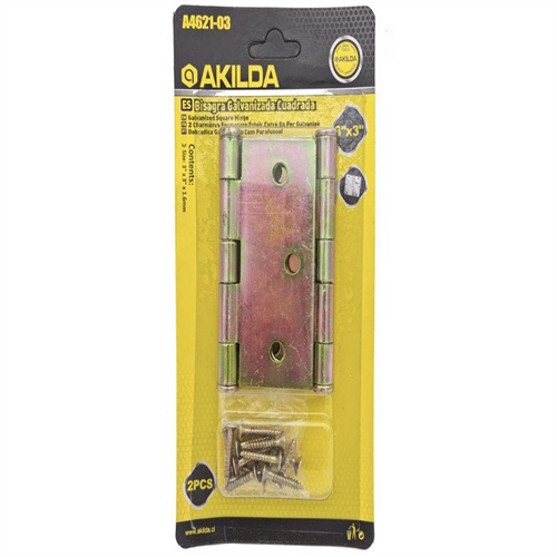 BISAGRA GALVANIZADA CUADRADA 3"X3"X1.6MM - Akilda